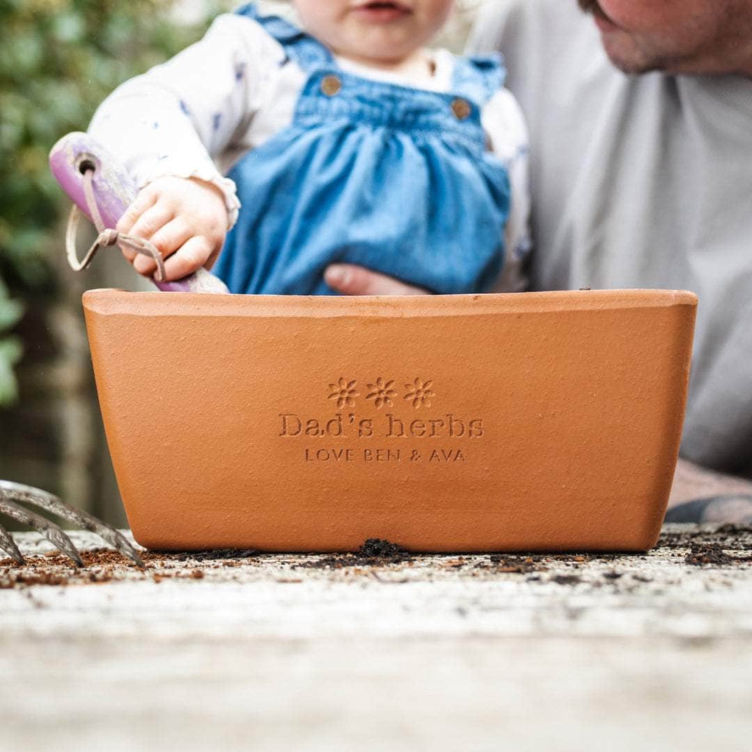Personalised engraved terracotta planter. perfect for flowers or herbs ...
