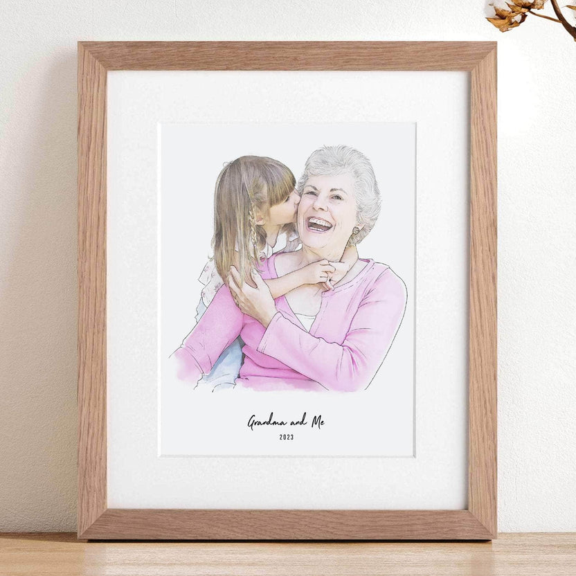 Grandma and Me Illustration - A perfect bespoke portrait gift. – Letterfest