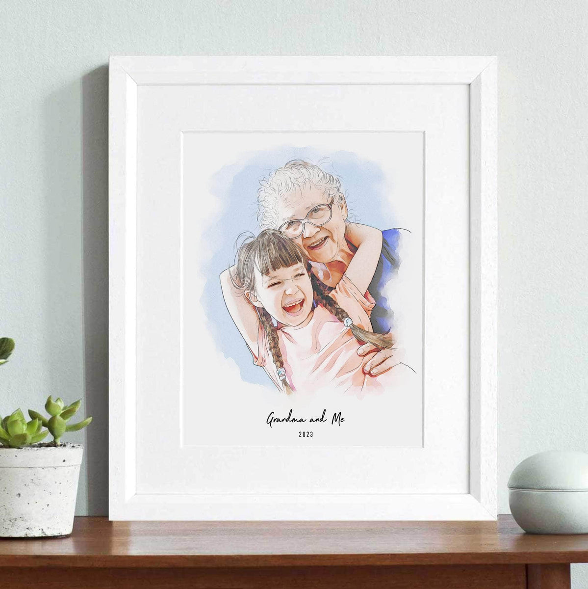 Grandma and Me Illustration - A perfect bespoke portrait gift. – Letterfest