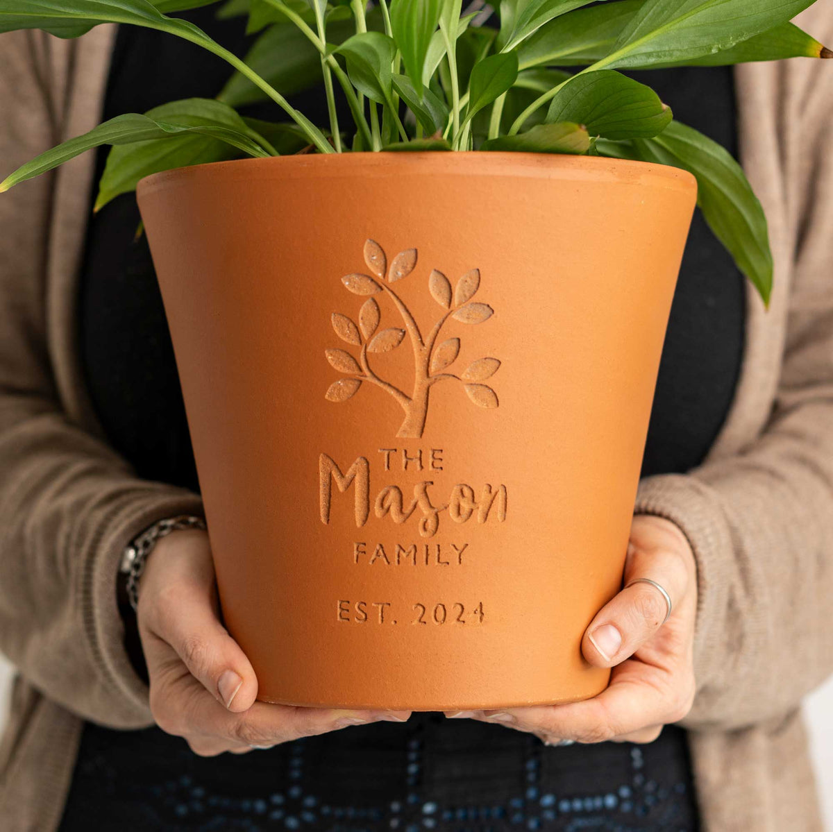 Personalised Family Tree Pot - The perfect hand engraved gift. – Letterfest