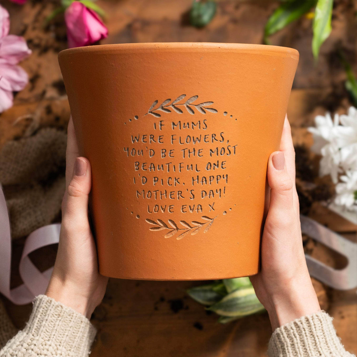 Large Engraved Message Round Plant Pot – Letterfest