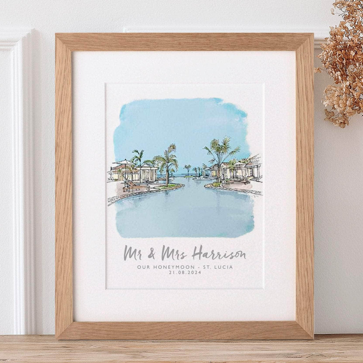 Bespoke 'Our favourite place' watercolour sketch - Personalised ...