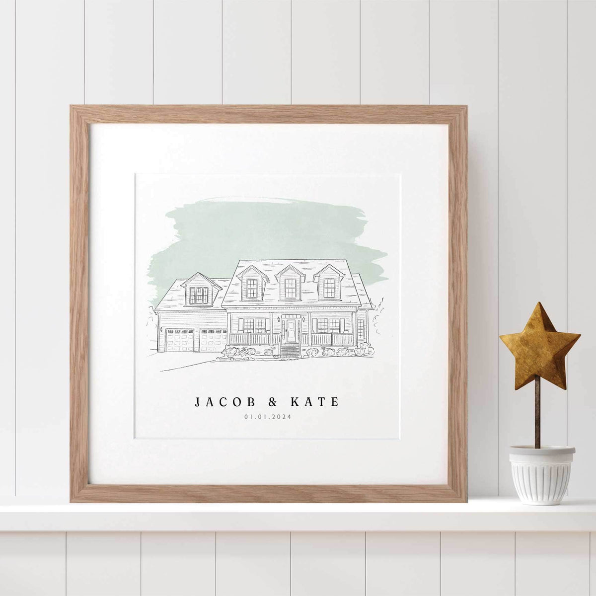 Watercolour Line House Portrait – Letterfest