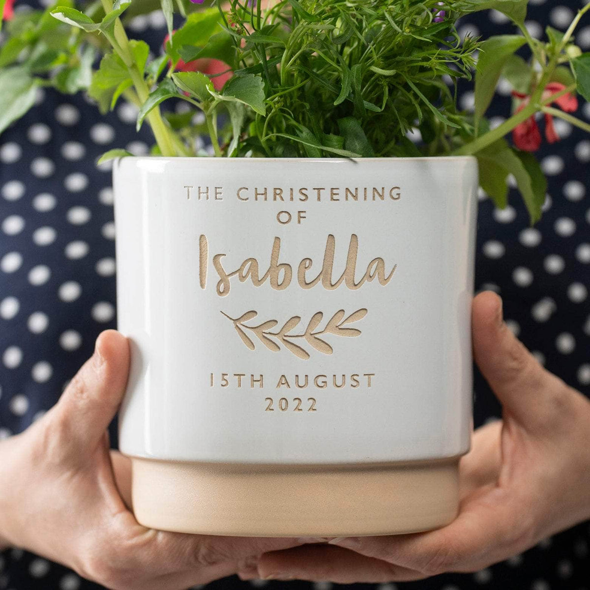 Personalised christening indoor plant pot – Letterfest