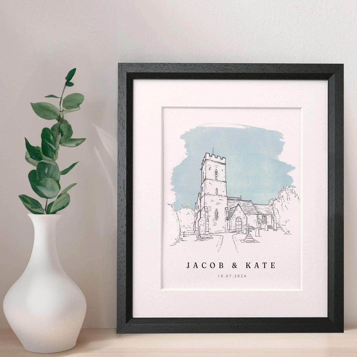 Wedding Venue Line Coloured Block Drawing – Letterfest