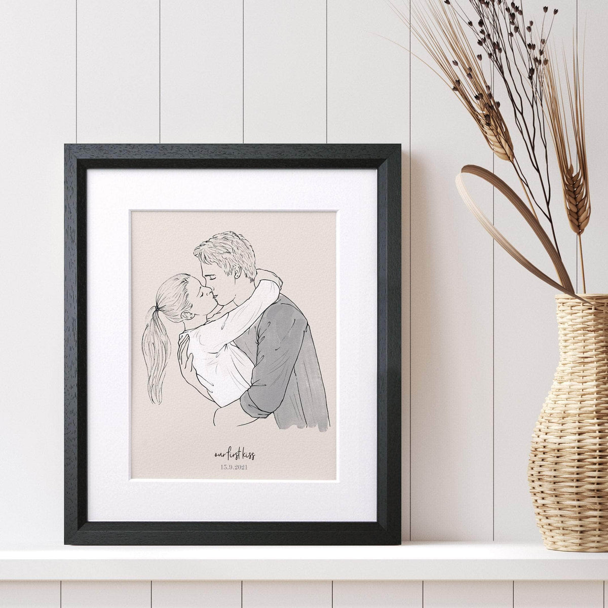 Monochrome Couples Line Drawing. Personalised, Unique and Hand Drawn ...